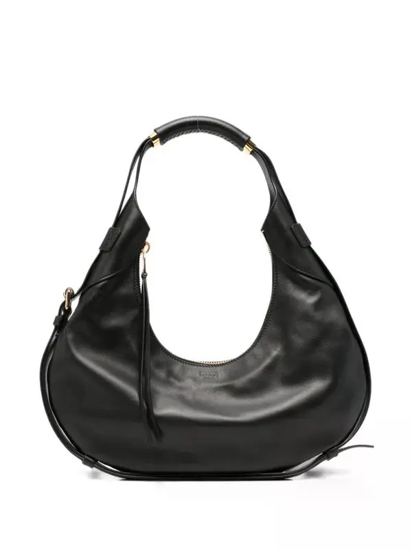 Moschino Curved Leather Shoulder Bag - Black
