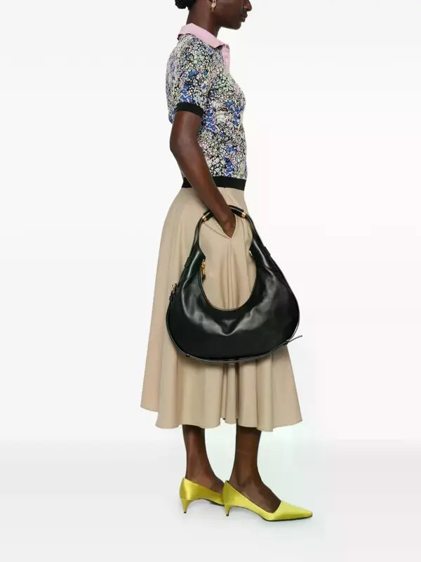 Moschino Curved Leather Shoulder Bag