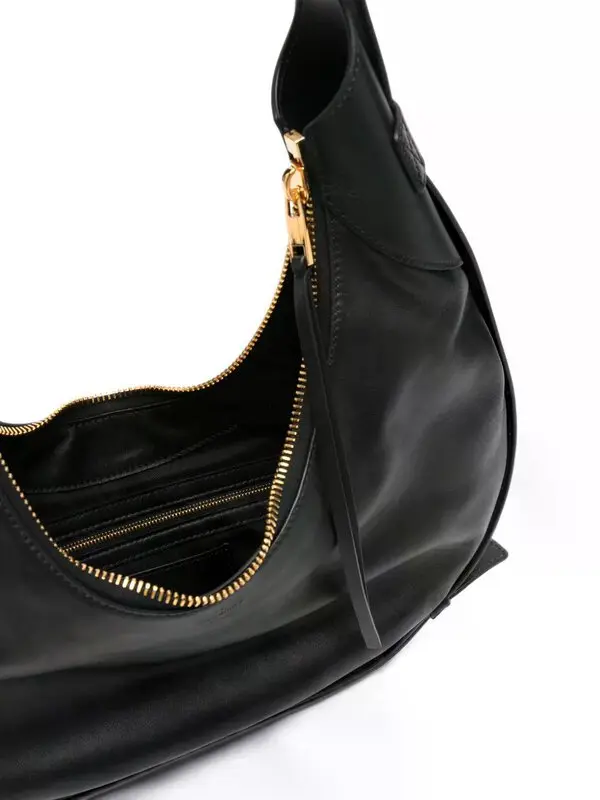 Moschino Curved Leather Shoulder Bag