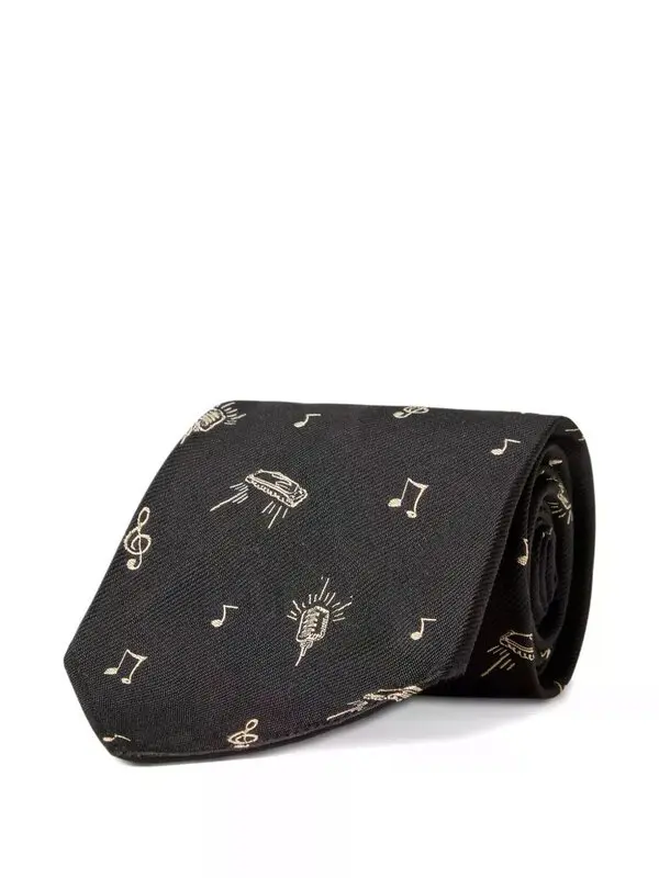 Ralph Lauren Musical-motif Silk Tie - Black