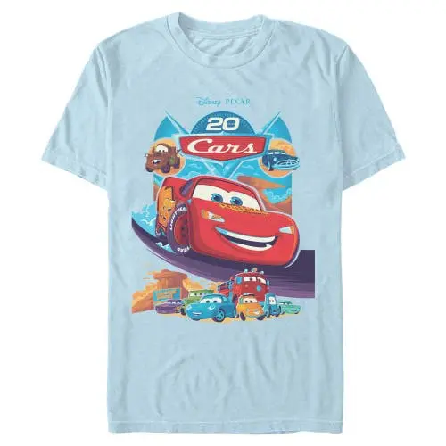 CARS Anniversary Poster Short Sleeve T-shirt - Light Blue