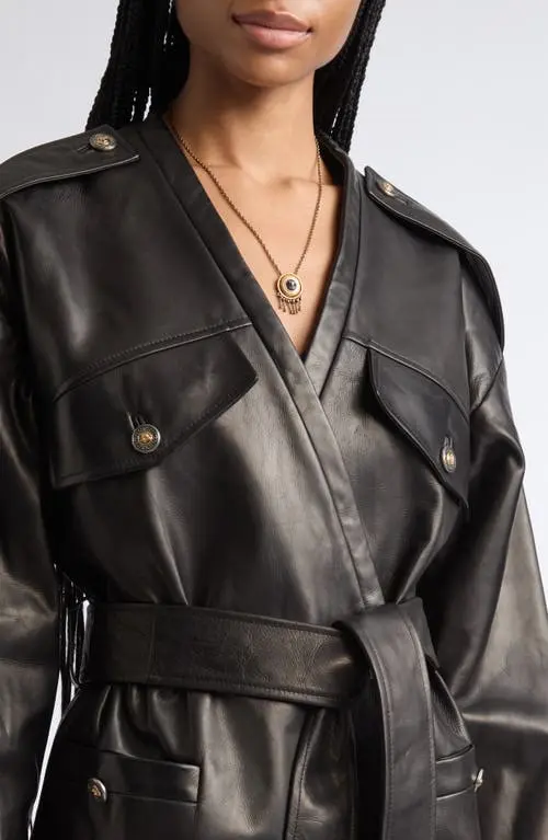 Versace Floridiana Leather Jacket