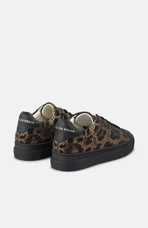 ALMA EN PENA Leopard Rhinestone Trainer