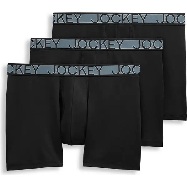 JOCKEY Active Microfiber 5" Boxer Brief3 Pack - Black