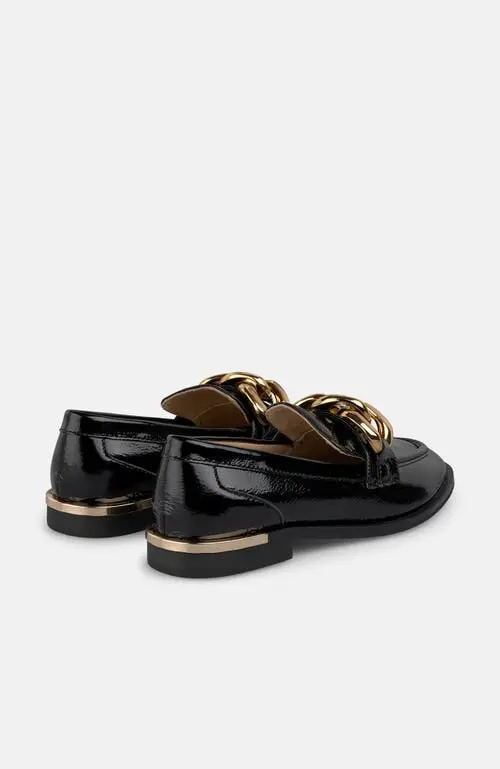 ALMA EN PENA Metallic Detail Moccasin - Black