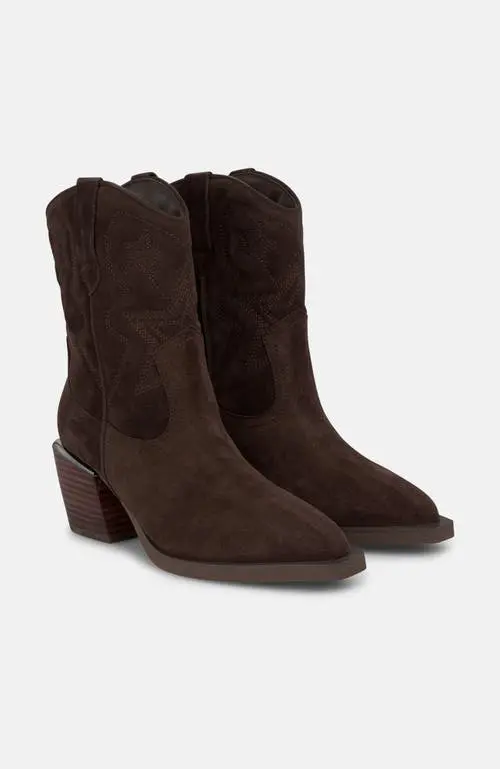 ALMA EN PENA Low Heel Ankle Boot - Coffee
