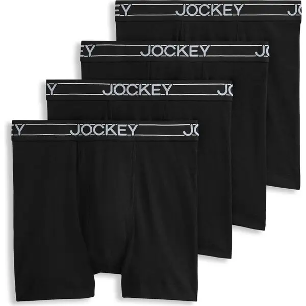 JOCKEY Lightweight Cotton Blend 5" Boxer Brief4 Pack - Black