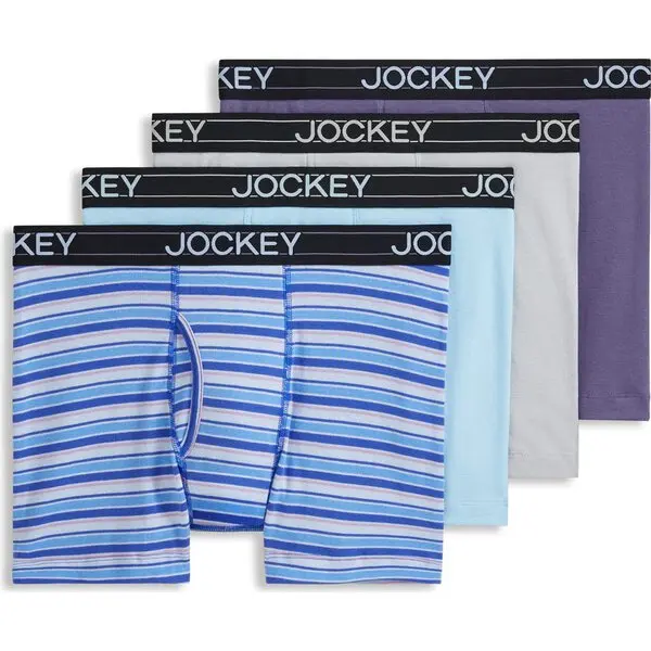 JOCKEY Lightweight Cotton Blend 5" Boxer Brief4 Pack - Dock Stripe