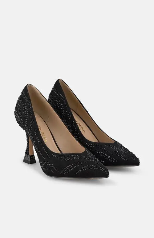 ALMA EN PENA High Shoe Rhinestone Detail - Black