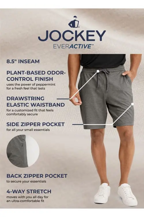 JOCKEY Everactive 8.5" Knit Short - Slate Heather