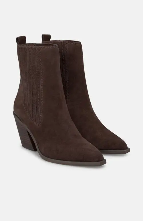 ALMA EN PENA Metallic Heel Bootie - Coffee