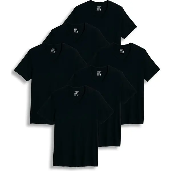 JOCKEY 100% Cotton Classic V-neck Undershirt6 Pack - Black
