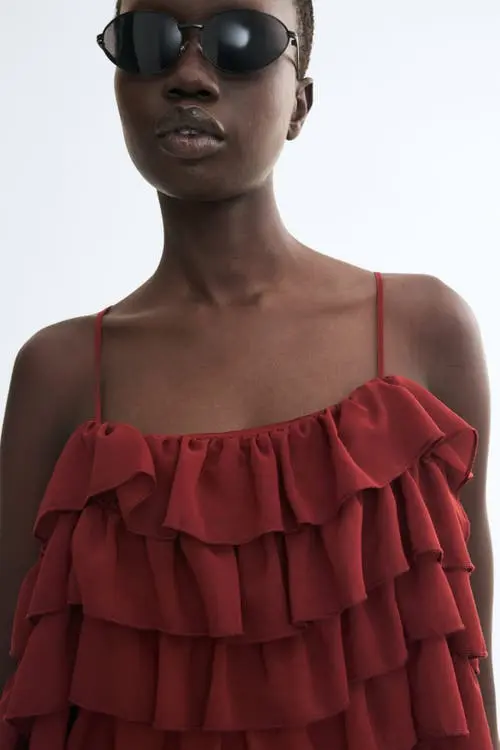 H&M Ruffled Open-shoulder Bodysuit