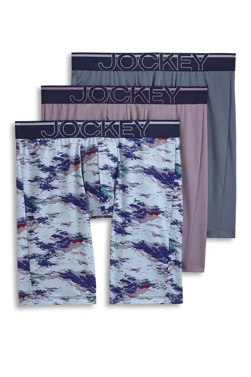 JOCKEY Everactive Motion Stretch Microfiber 8" Long Leg Boxer Brief3 Pack - Impressionism