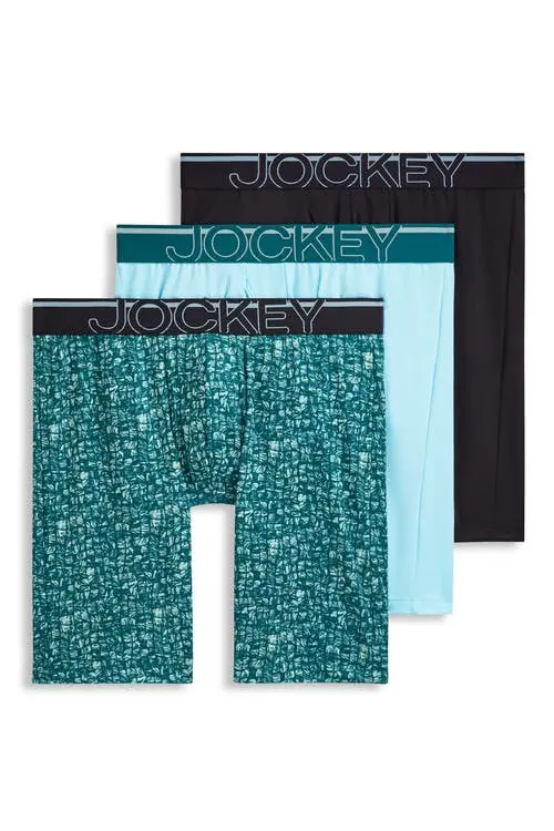 JOCKEY Everactive Motion Stretch Microfiber 8" Long Leg Boxer Brief3 Pack - Surface Texture