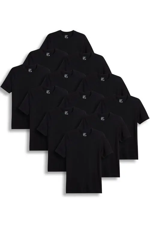 JOCKEY 100% Cotton Classic Crew Neck Undershirt12 Pack - Black