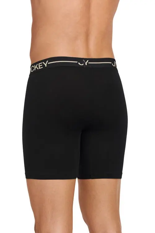 JOCKEY Organic Cotton Stretch 6.5" Boxer Brief3 Pack - Black