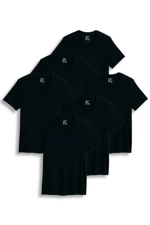 JOCKEY Big & Tall 100% Cotton Classic V-neck Undershirt6 Pack - Black