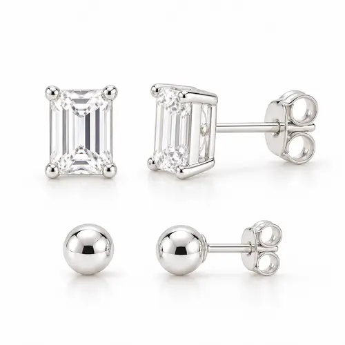 DONATELLO GIAN Sterling Stud Earring Stacking Set