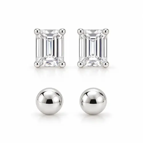 DONATELLO GIAN Sterling Stud Earring Stacking Set - Silver