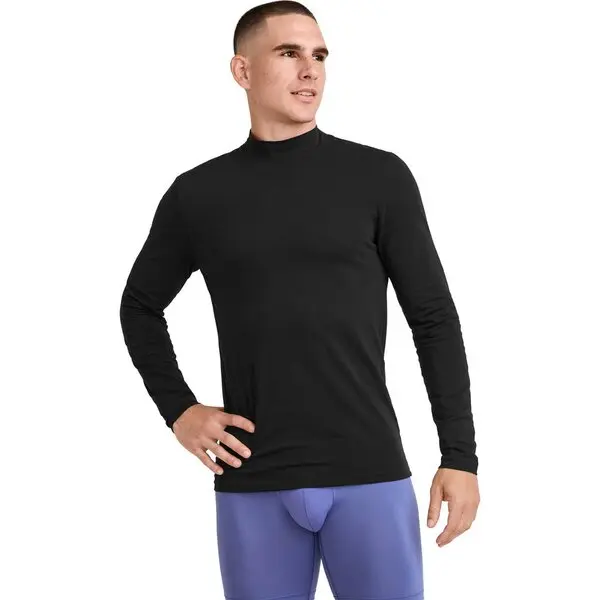 JOCKEY Cotton Stretch Long Sleeve Mock Neck Tee - Black