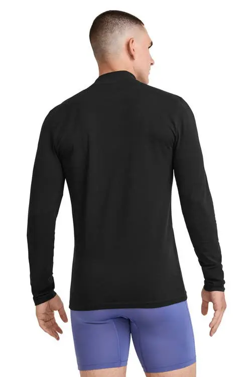 JOCKEY Cotton Stretch Long Sleeve Mock Neck Tee - Black