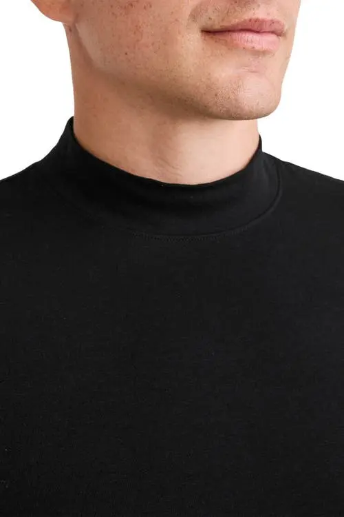 JOCKEY Cotton Stretch Long Sleeve Mock Neck Tee - Black