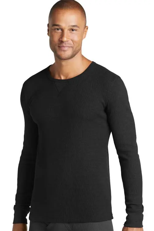JOCKEY Tall Long Sleeve Waffle Crew - Black