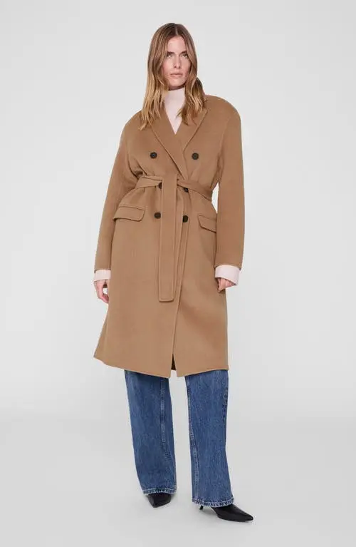 ANINE BING Sana Cashmere Blend Coat - Camel