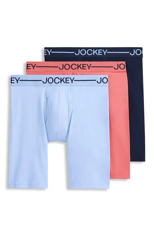 JOCKEY Organic Cotton Stretch 9.5" Long Leg Boxer Brief3 Pack - Sky Bloom