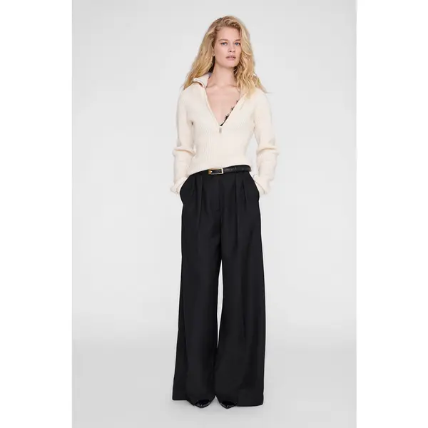 ANINE BING June Trucker Collar Sweater - Ecru