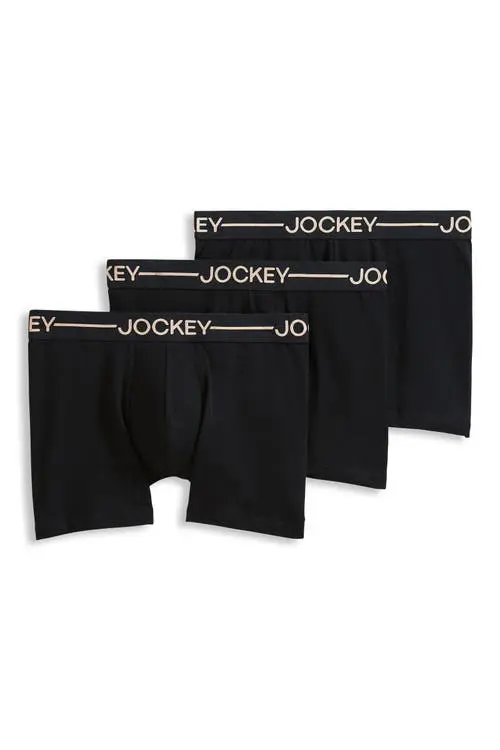 JOCKEY Organic Cotton Stretch 4" Trunk3 Pack - Black