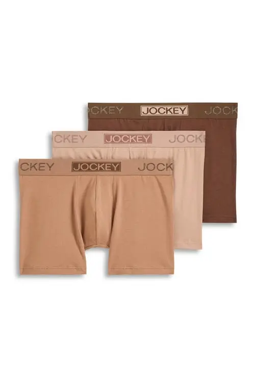 JOCKEY Organic Cotton Stretch 4" Trunk3 Pack - Chestnut