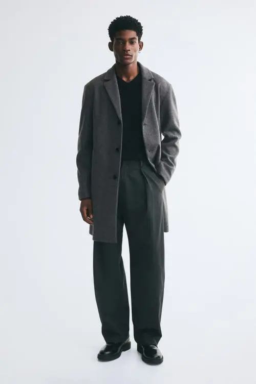 H&M Single-breasted Coat - Dark Gray