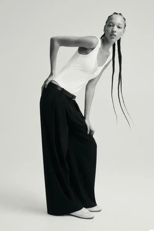 H&M Pleated Baggy Pants - Black