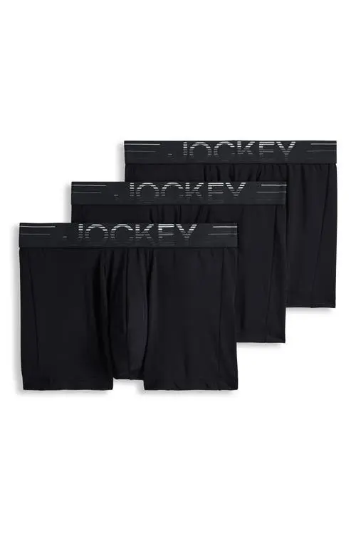 JOCKEY Everactive Zero Chafe 4" Microfiber Trunk3 Pack - Black