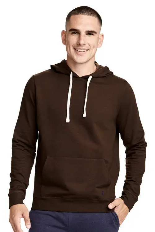 JOCKEY Lightweight Cotton Blend Fleece Hoodie - Walnut