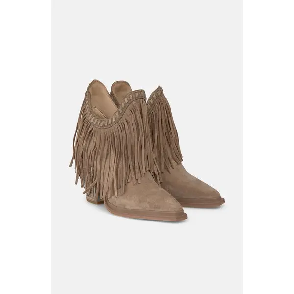ALMA EN PENA Long Fringed Bootie - Vison