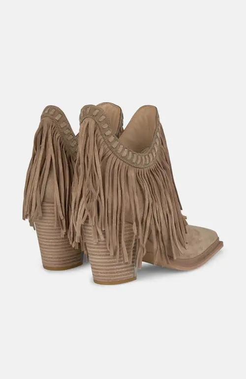 ALMA EN PENA Long Fringed Bootie - Vison