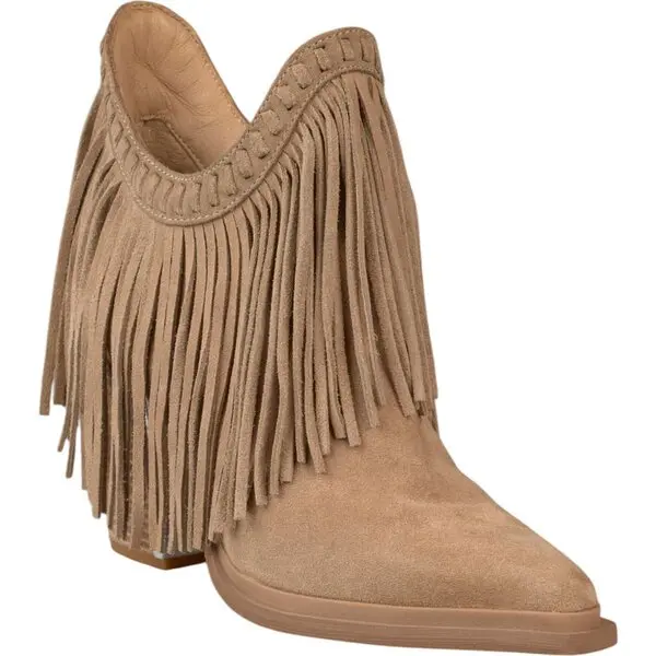 ALMA EN PENA Long Fringed Bootie - Vison
