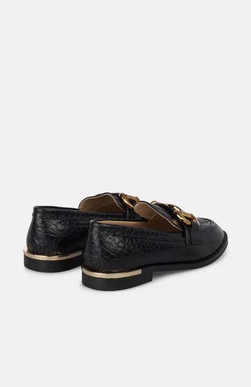 ALMA EN PENA Metallic Stirrup Moccasin - Black