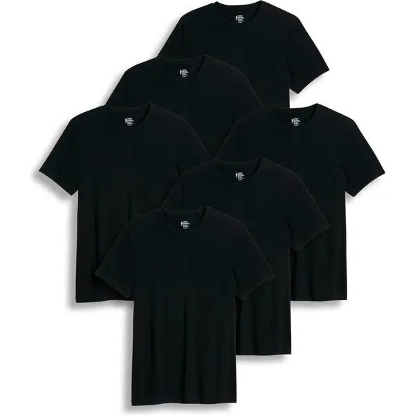 JOCKEY Big & Tall 100% Cotton Classic Crew Neck Undershirt- 6 Pack - Black
