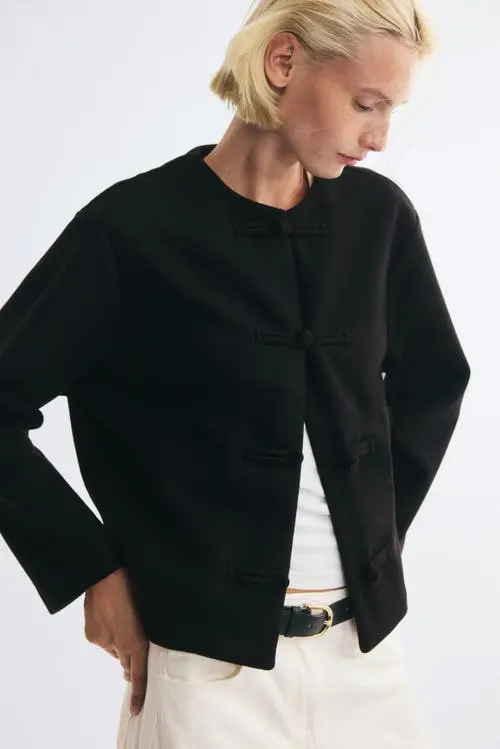 H&M Knot-button Jersey Jacket