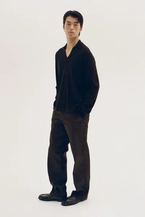H&M Cooling Regular-fit Knit Polo Shirt - Black