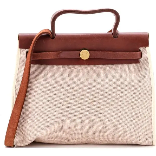 Hermès Herbag Toile And Leather Pm - Red