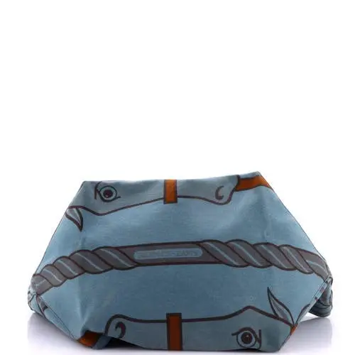 Hermès Sac Steeple Tote Printed Toile With Wood - Blue