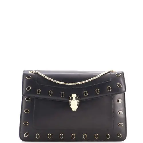 BVLGARI Serpenti Forever Shoulder Bag Embellished Leather Medium