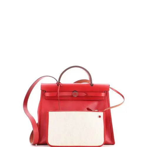 Hermès Herbag Zip Berline Vache Canvas And Leather 31