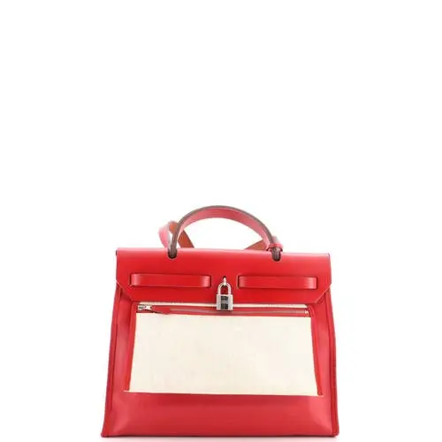 Hermès Herbag Zip Berline Vache Canvas And Leather 31