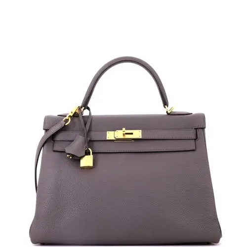 Hermès Kelly Handbag Togo With Gold Hardware 32 - Grey